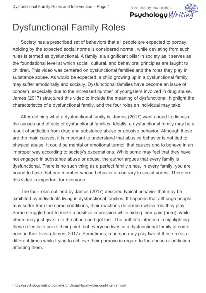 Dysfunctional Family Roles